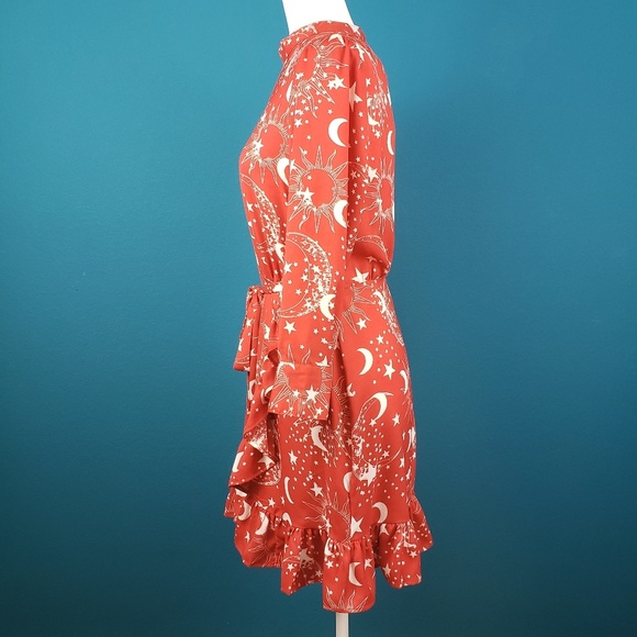 ASOS | Dresses | Asos Stars And Moon Wrap Front Mini Dress Nwt | Poshmark